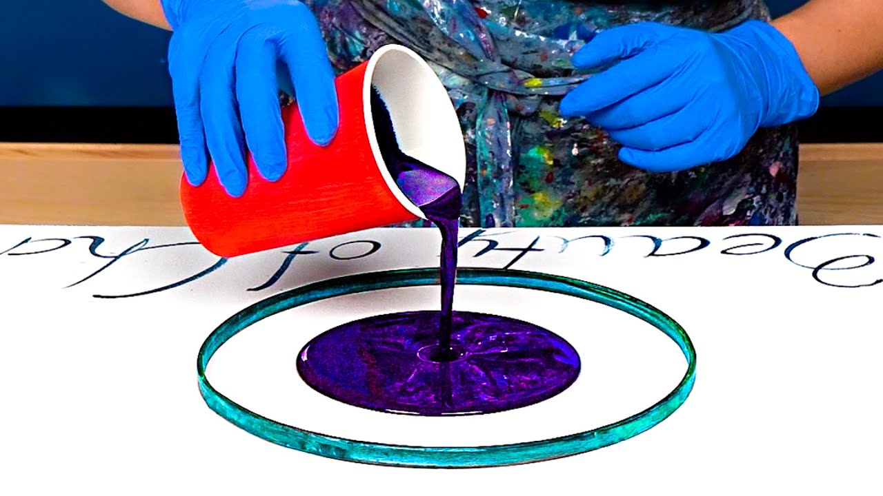 GORGEOUS Purple Flames💜+ Acrylic Pouring TIPS & TRICKS😎Paint Waste? I ...