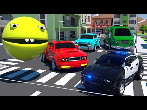 PACMAN running away from the POLICE | Cartoon For Kids | Мультик ПАКМАН ...