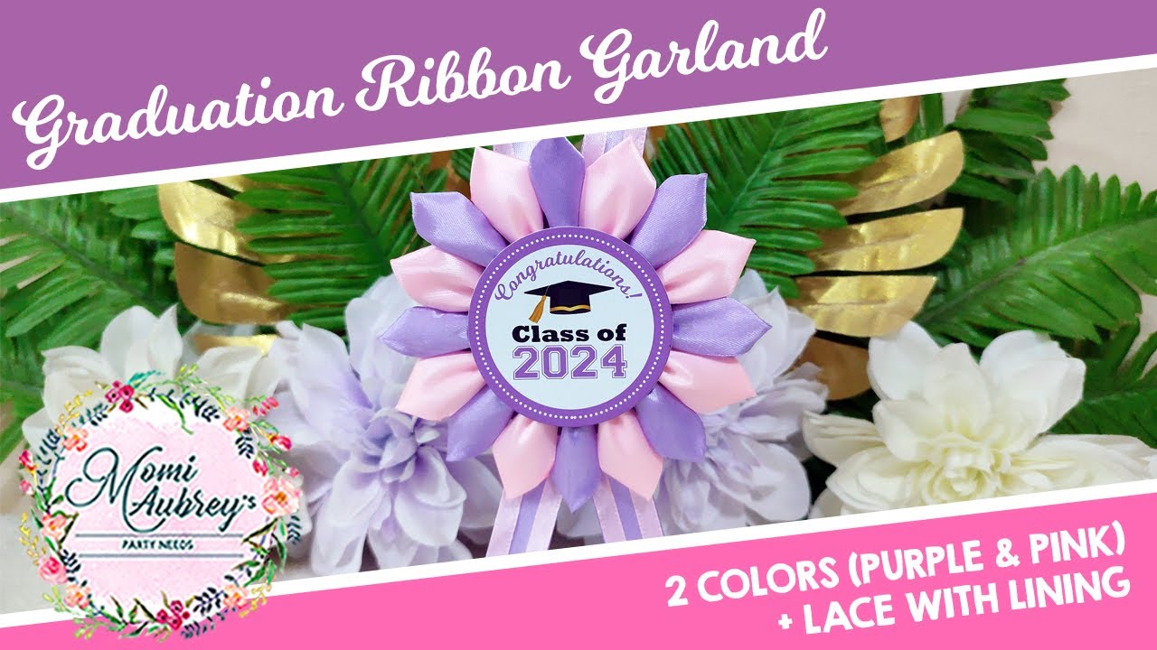 Customized Graduation Ribbon Garland / Lei (2 Colors (Purple and Pink ...
