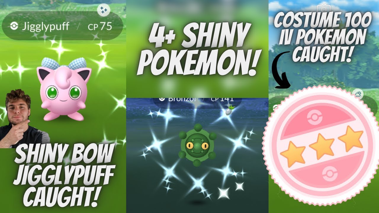 Shiny Bow Jigglypuff CAUGHT! Costume 100 IV Pokemon CAUGHT and More In ...