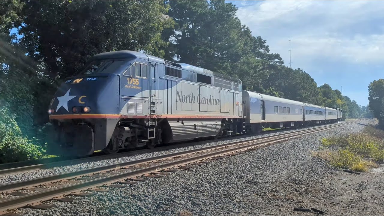 Train 75, The Piedmont, heading west in West Raleigh from near the end ...