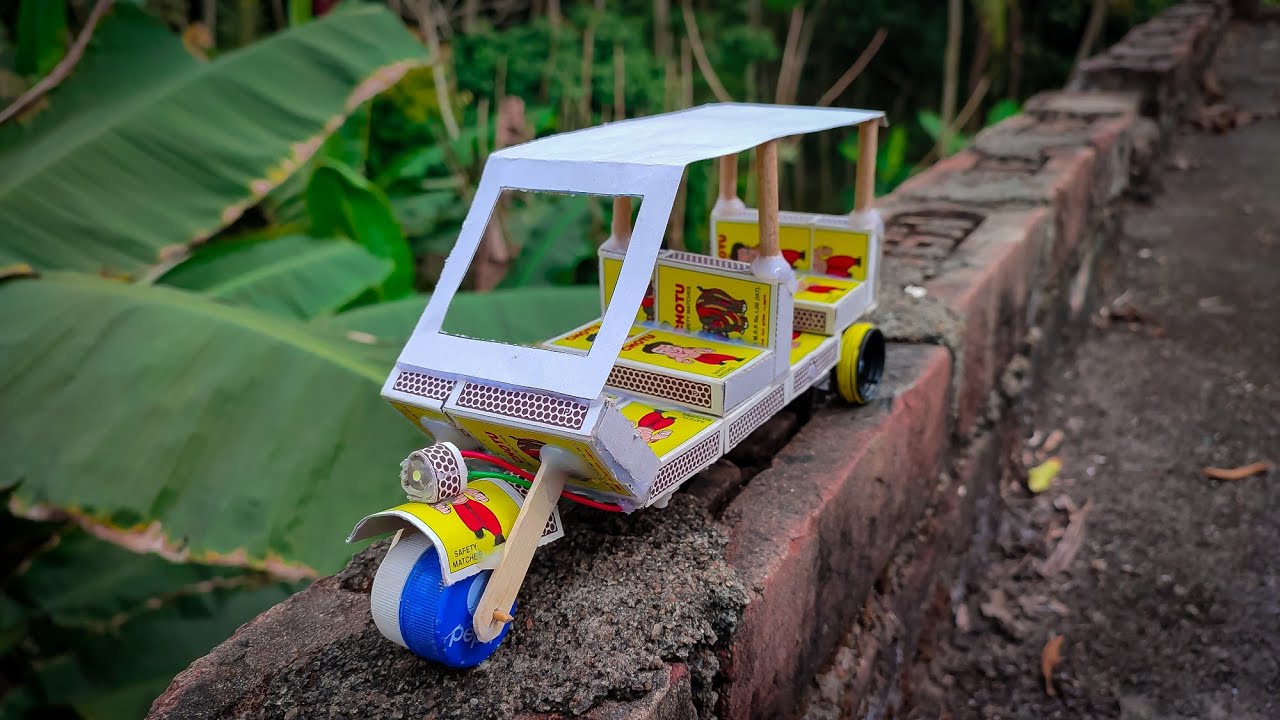 How to make a Tuk Tuk rickshaw at home | Diy Matchbox auto rickshaw ...