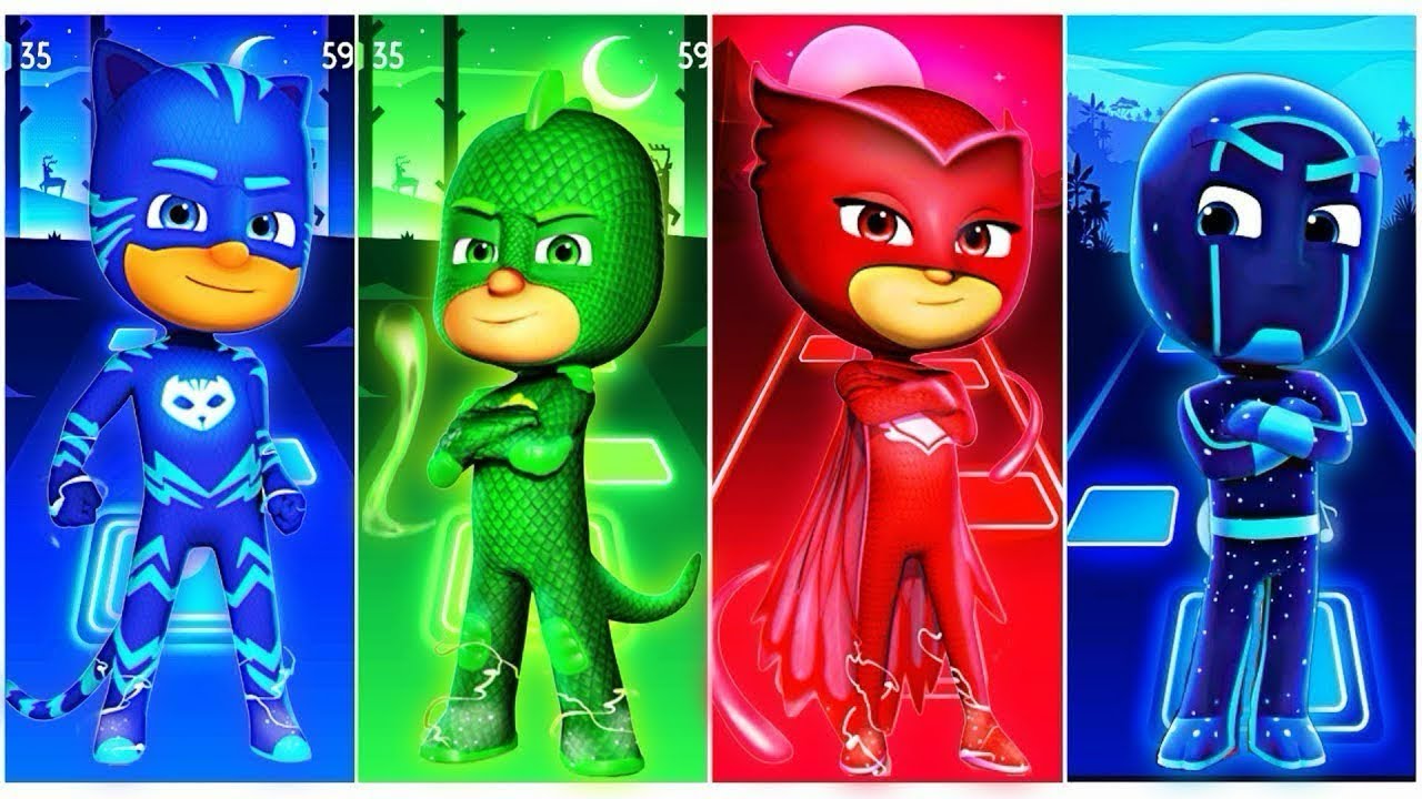Catboy 🆚 Owlette 🆚 Gekko 🆚 Romeo | PJ Masks | Tiles Hop EDM Rush - YouTube