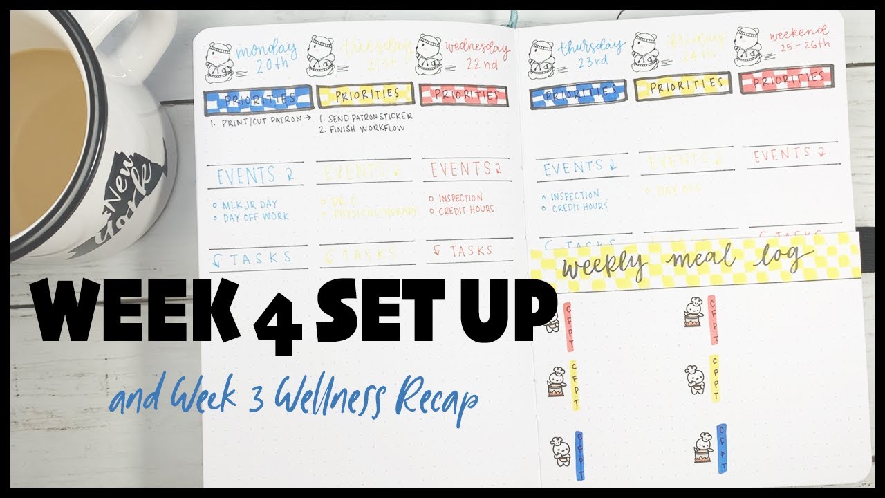 Week 4 Patron Bullet Journal Set Up | Wellness Wednesday Recap - YouTube