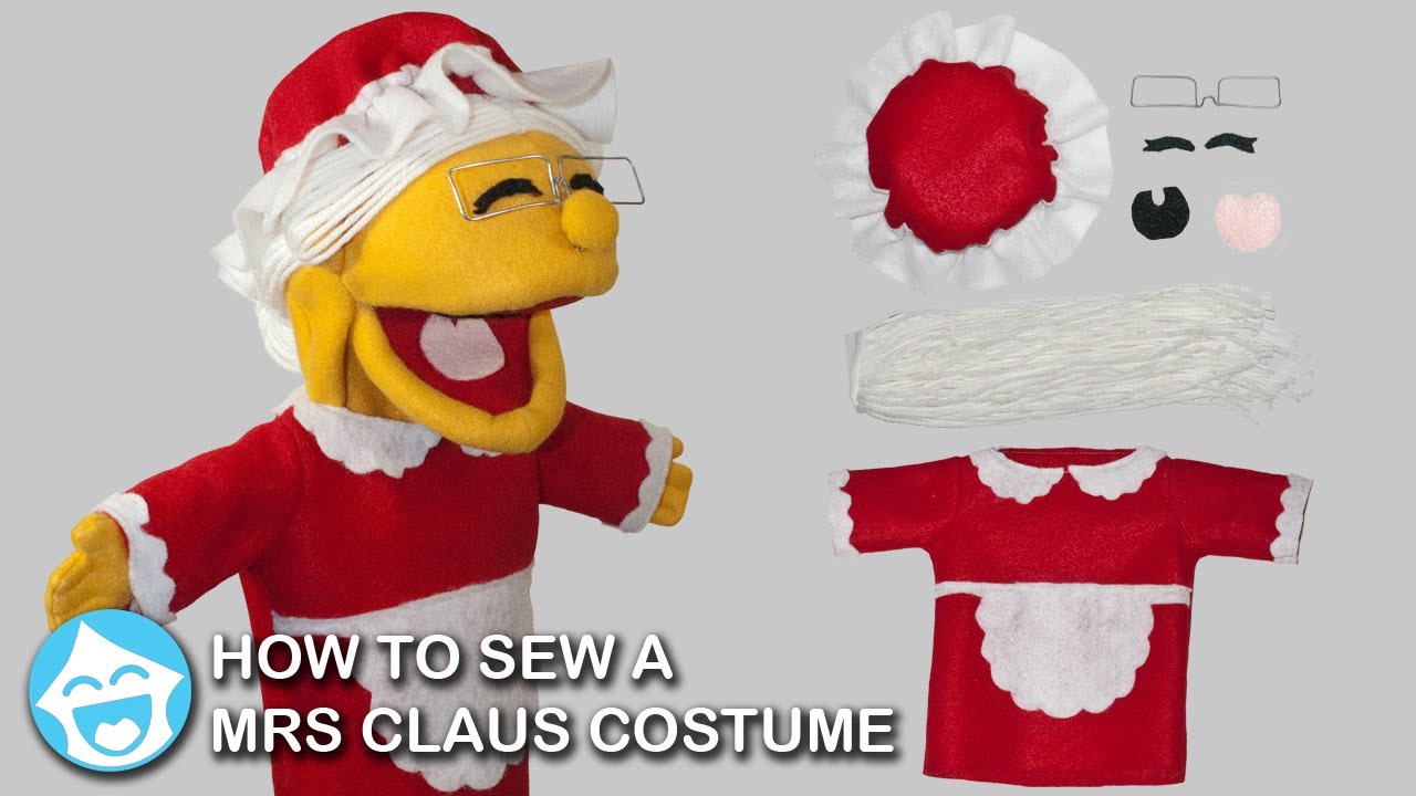 How to Sew Mrs Claus Costume for Person Puppet - YouTube