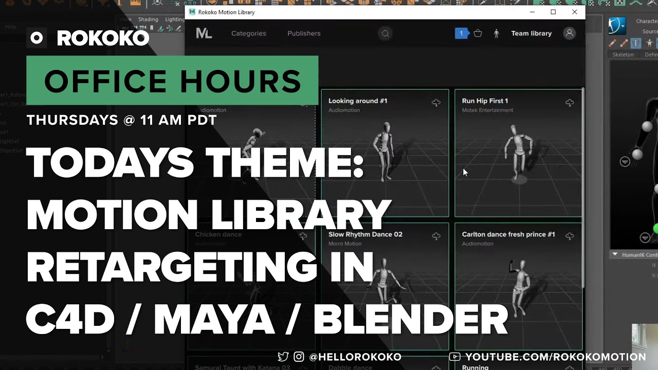 Rokoko Office Hours - Retargeting Motion Library // C4D, MAYA, BLENDER ...