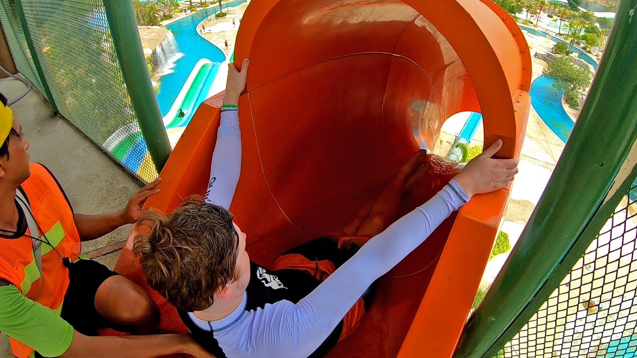 STEEP Free Fall Water Slide at West Wonder Waterpark Kanchanaburi - YouTube