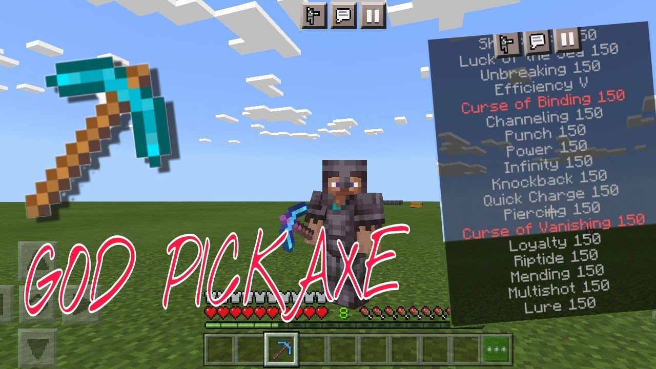 Minecraft god pickaxe 999+ enchanted - YouTube