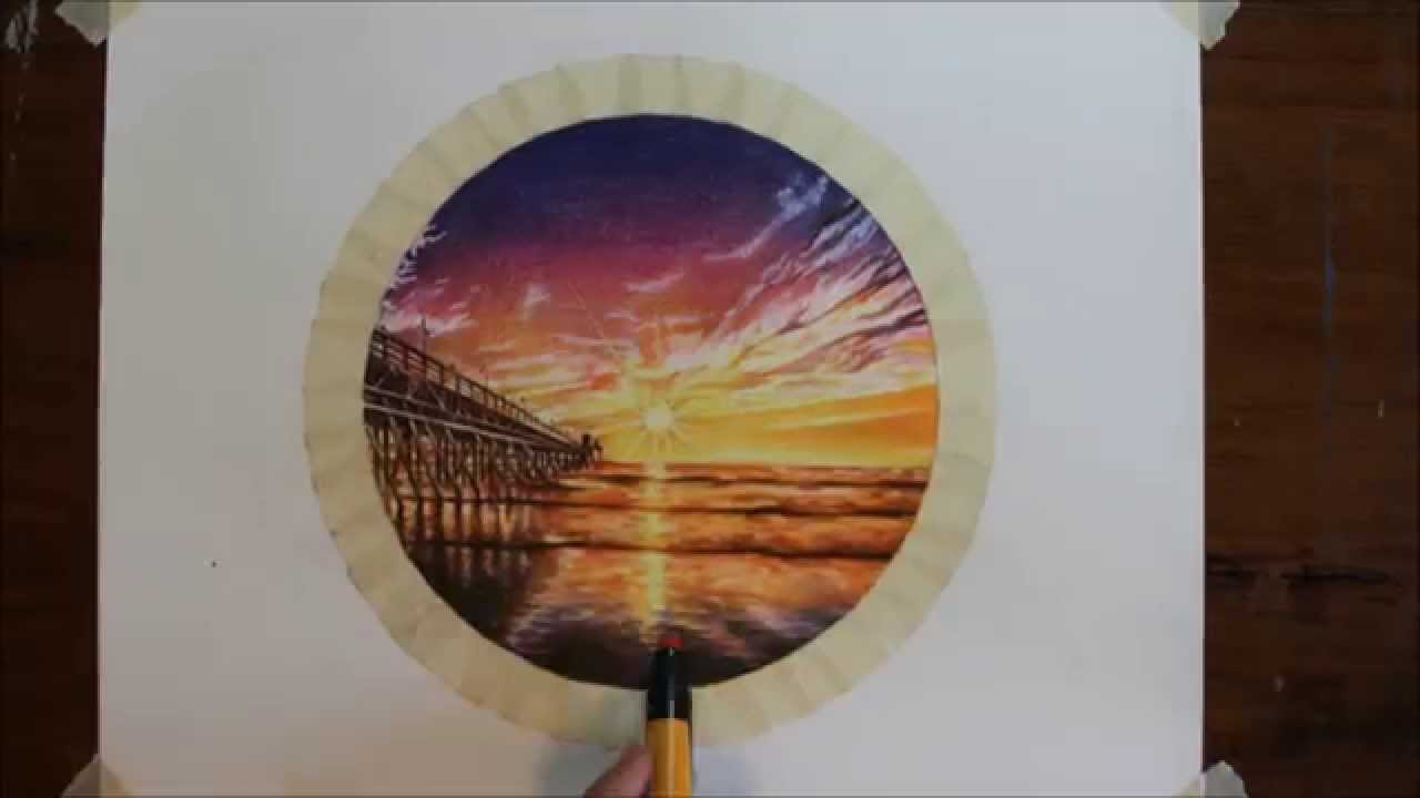 Sunset at Pier Drawing By Megan Renee - YouTube