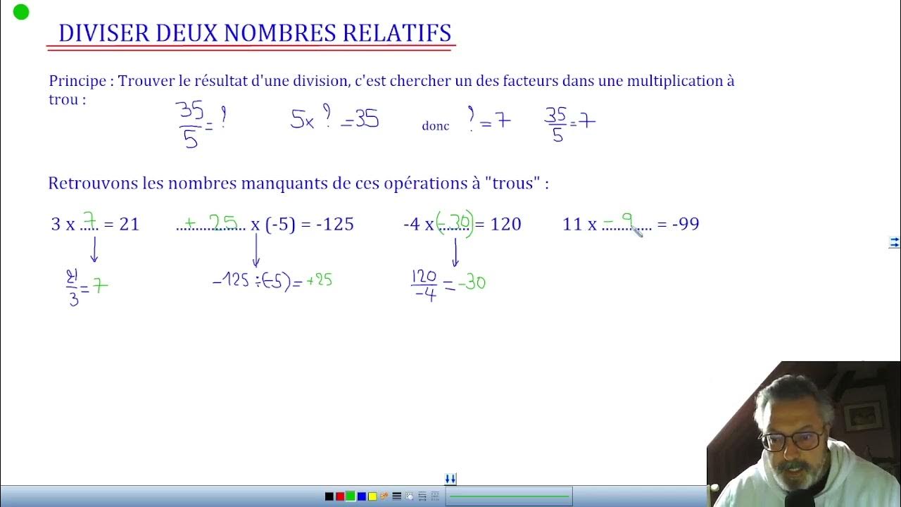 Diviser deux nombres relatifs - YouTube