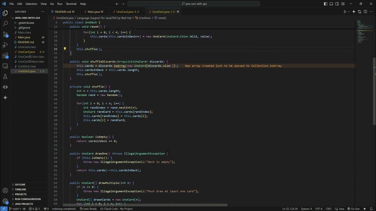 First Showcase of progreess on UNO inside Java - YouTube