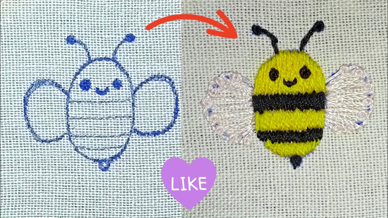How to Embroider a Cute Yellow Bee | Easy Hand Embroidery Tutorial ...