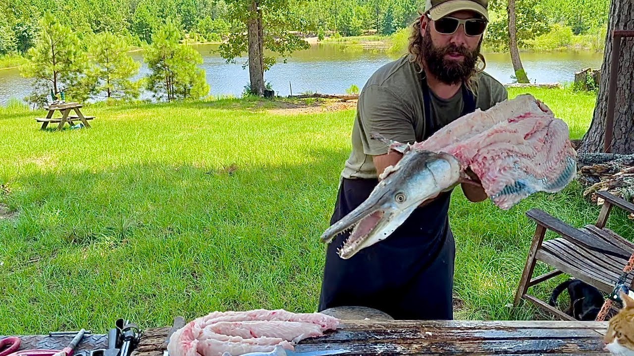 Alligator Gar Catch Clean Cook | SO GOOD & EASY TO CLEAN! (Bonus Fish ...
