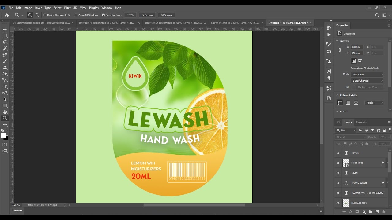 HOW TO DESIGN HAND WASH PACKAGE LABEL IN PHOTOSHOP | LEARN PHOTOSHOP ...