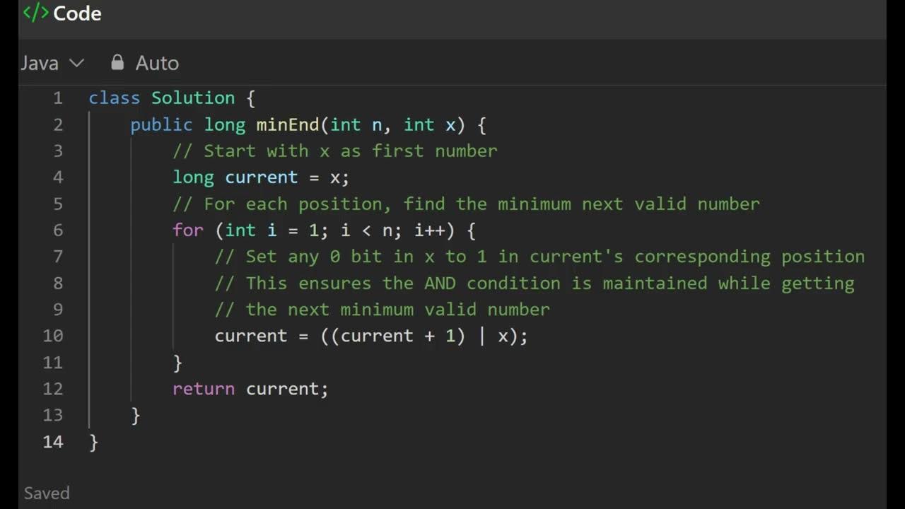 3133 Minimum Array End - YouTube