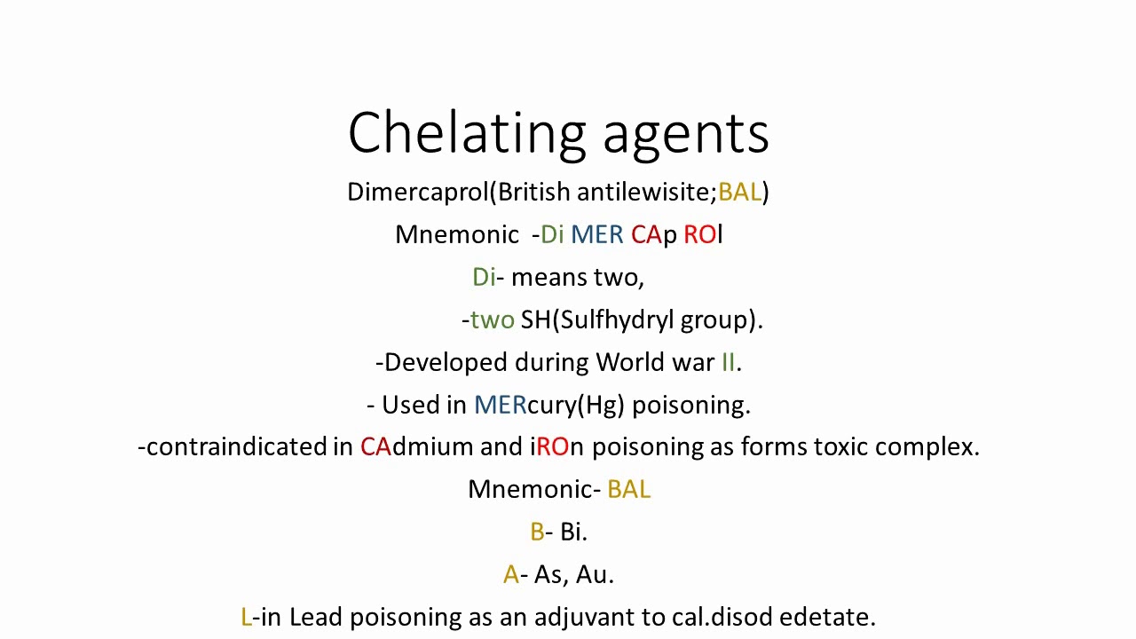 Chelating agent(BAL).Medical Mnemonic for UG and NEET PG and UG - YouTube