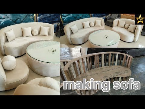 luxury sofa manufacturing process| round shape sofa| cashew shape sofa ...