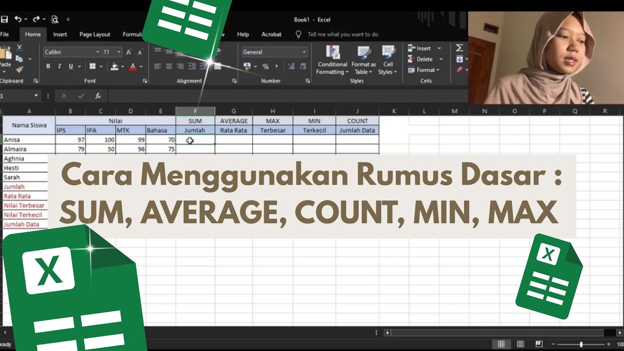Cara Menggunakan Rumus Dasar : SUM, AVERAGE, COUNT, MIN, MAX || UTS ...
