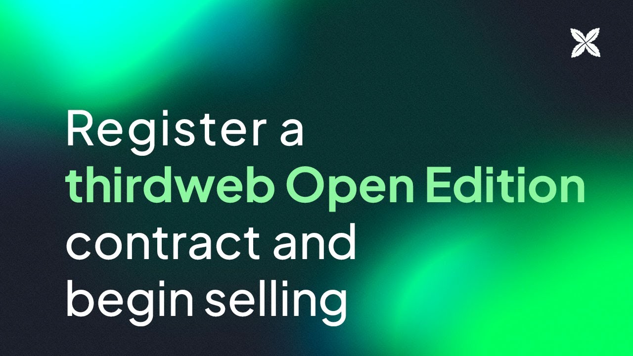 Register a thirdweb Open Edition Contract - YouTube