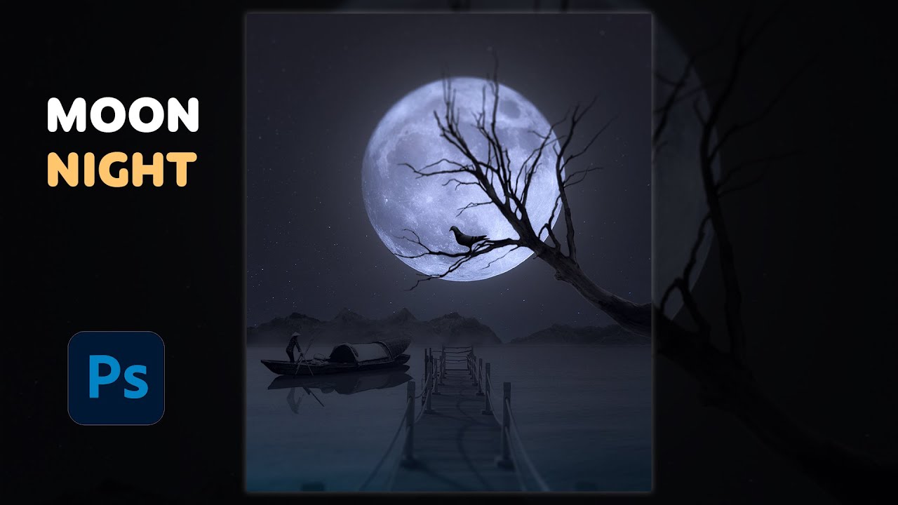 Beautiful Moon Night Matte Painting in Photoshop - YouTube