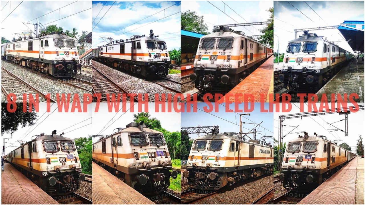 8 In 1 WAP-7 With High Speed LHB Trains || ER & SER || 2K Subscribers ...
