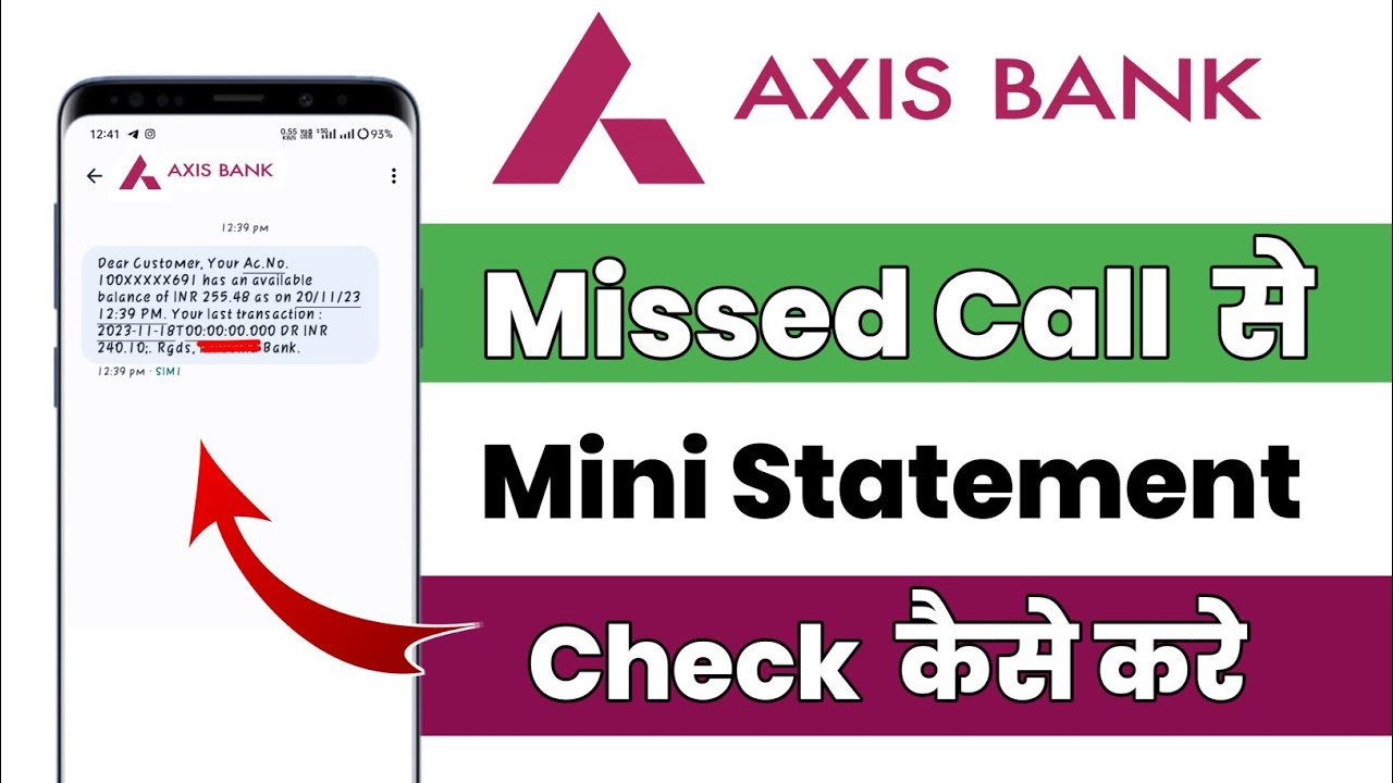 Axis Bank Missed Call se Account Statement Check kaise kare | How To ...