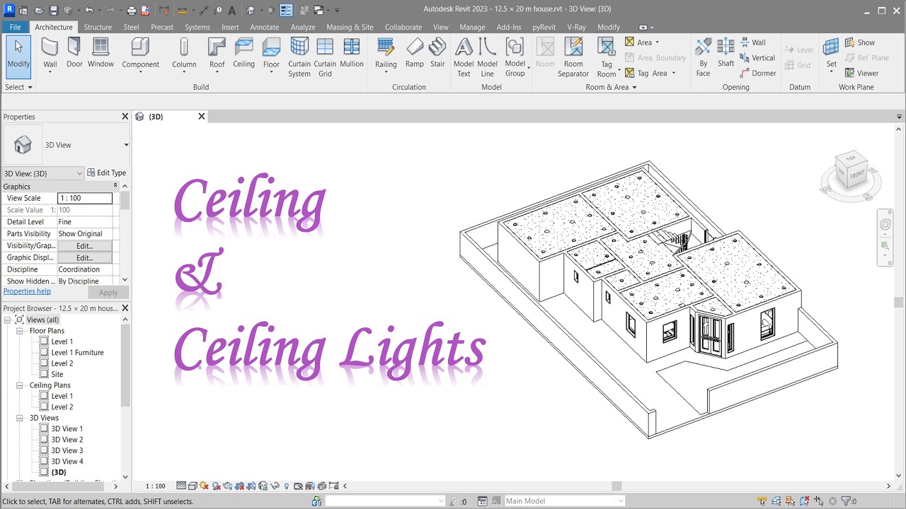 Revit tutorials Part 6 (Exterior Floors, Ceiling, & Ceiling lights ...