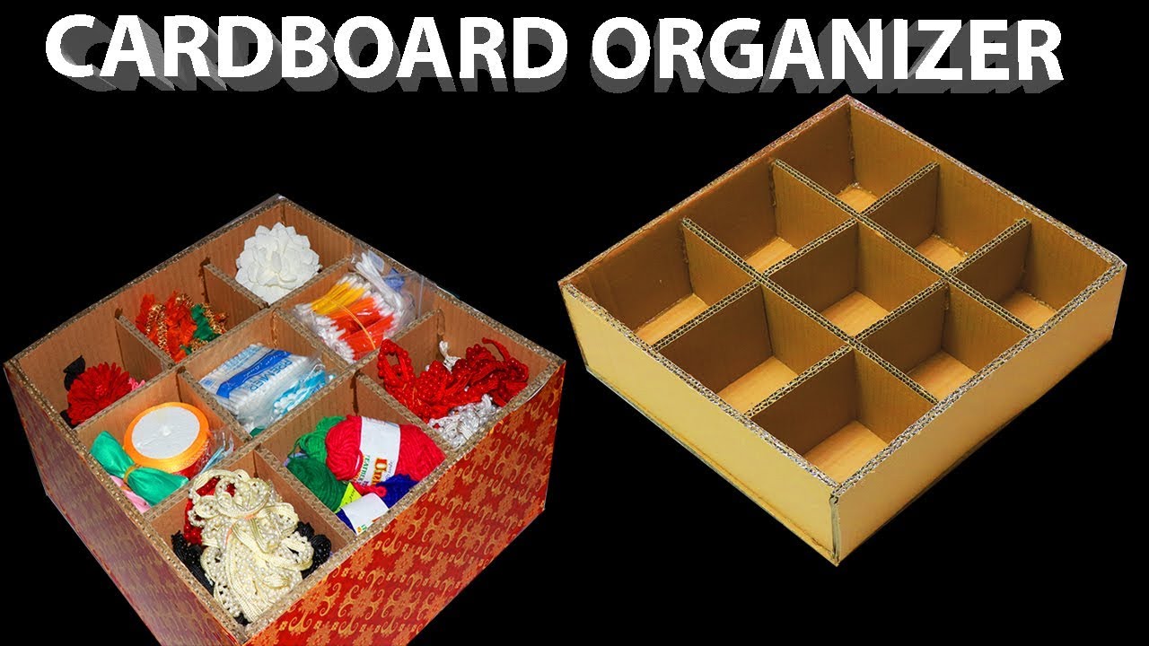 CARDBOARD ORGANIZER | DIY ORGANIZER | CARDBOARD REUES IDEA | MY CARFTS ...