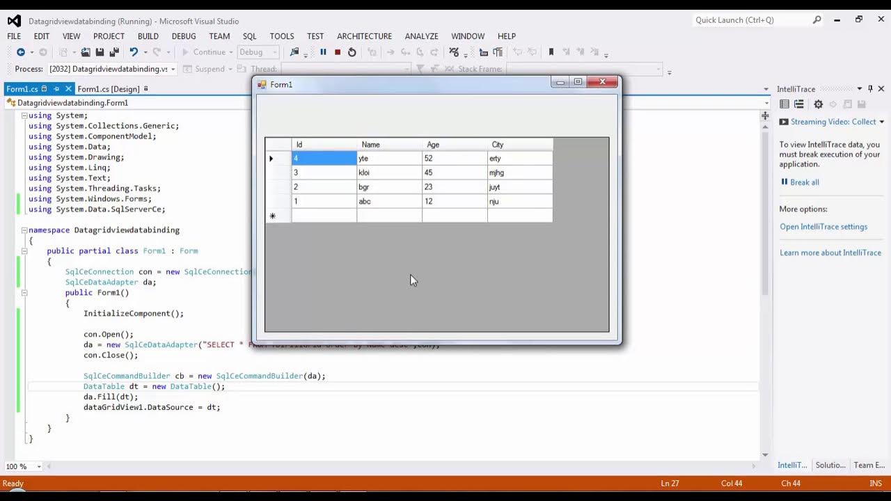 How to Bind dataGridView with Datatable In C#(with database example) - YouTube