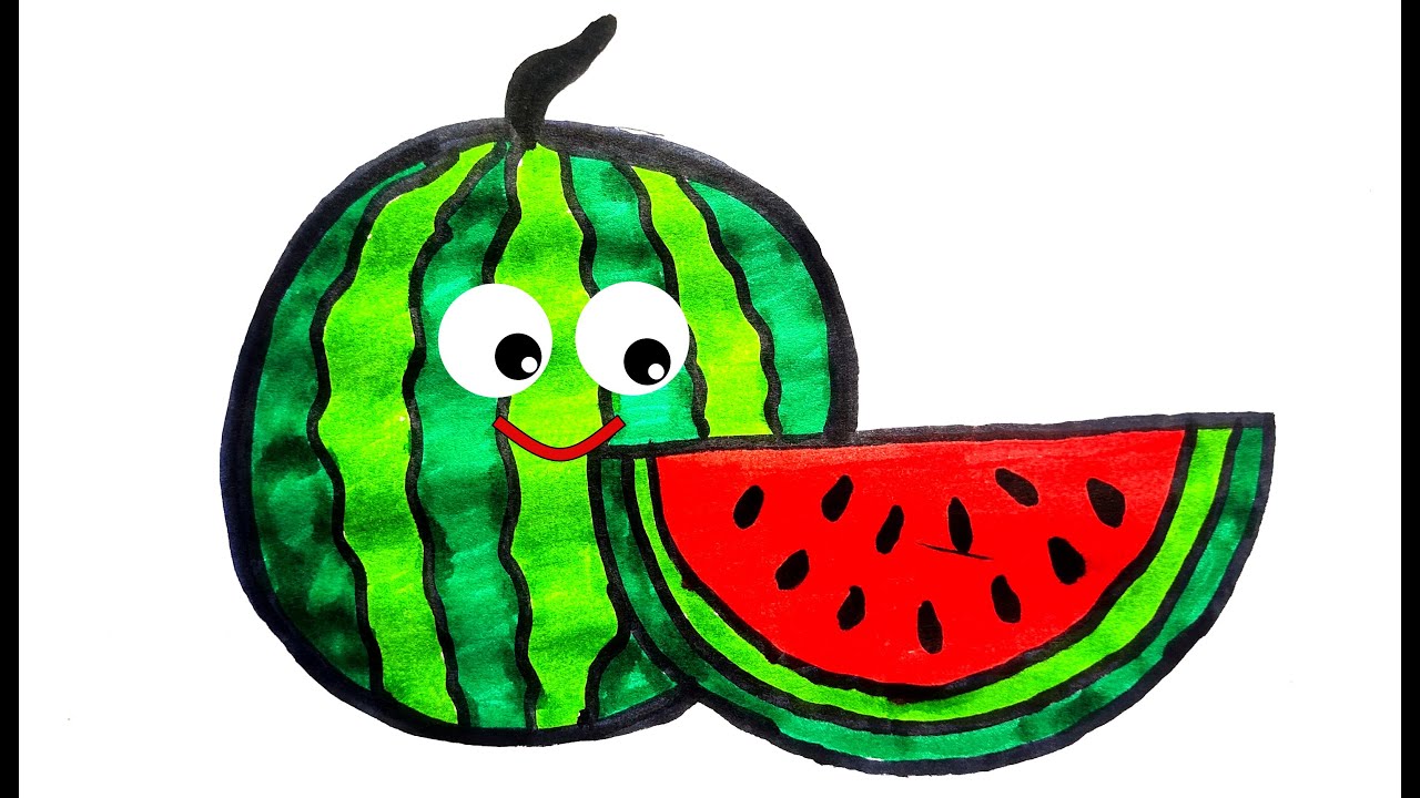 tarbuj Fruits Drawing Simple drawing and beautiful Drawing - YouTube