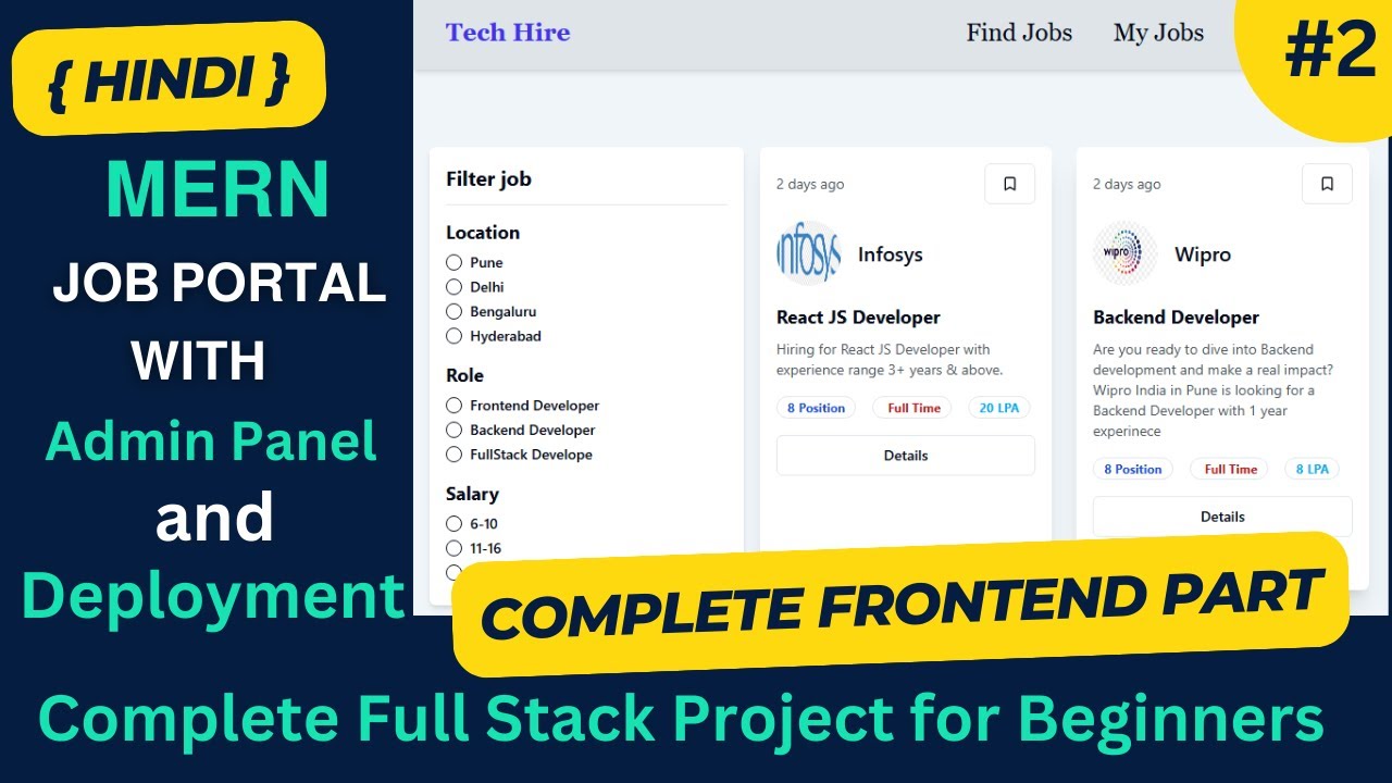 Build and Deploy MERN Stack Job Portal App In Hindi | MERN Stack Project | Complete Frontend ...