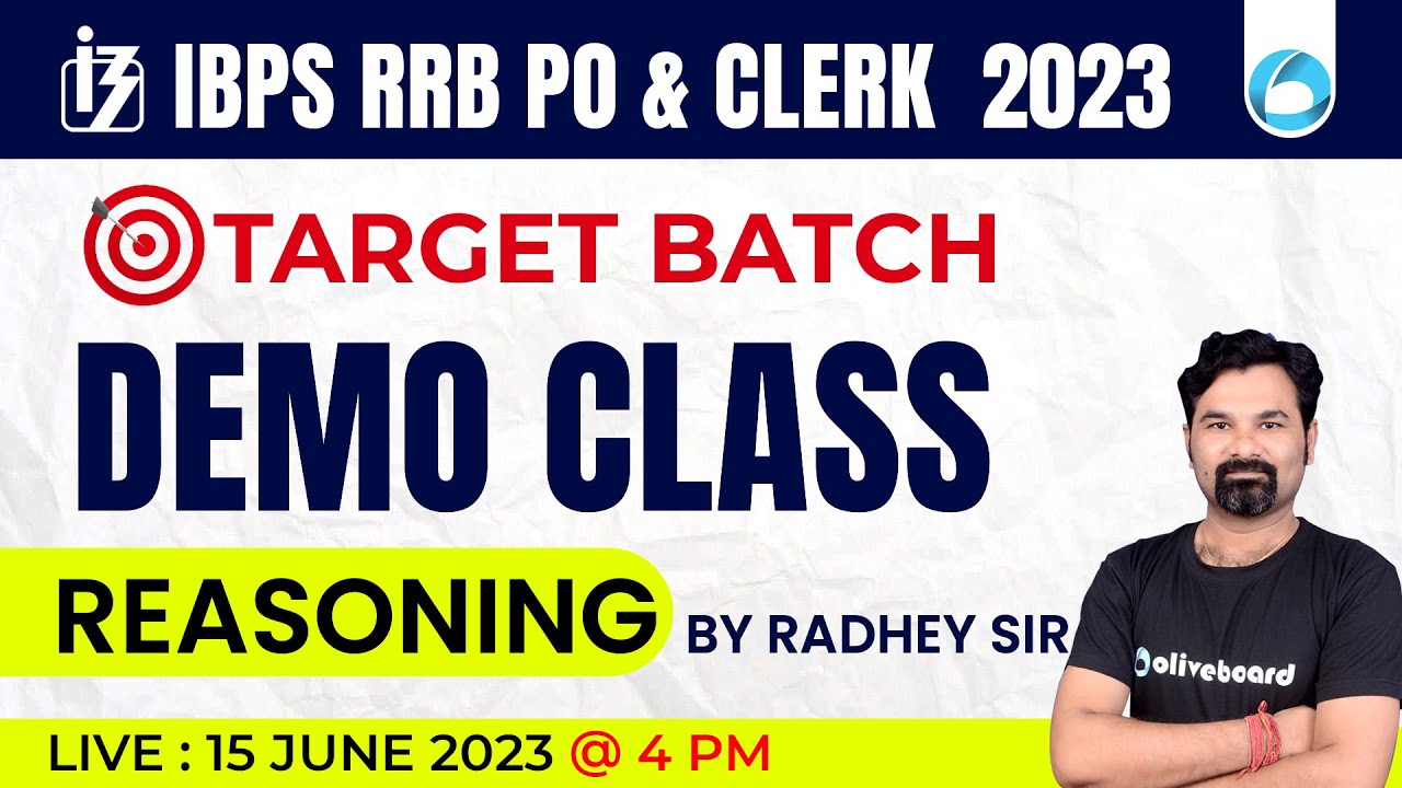 IBPS RRB PO & Clerk 2023 | Target Batch | Demo Class | REASONING By Radhey Sir - YouTube