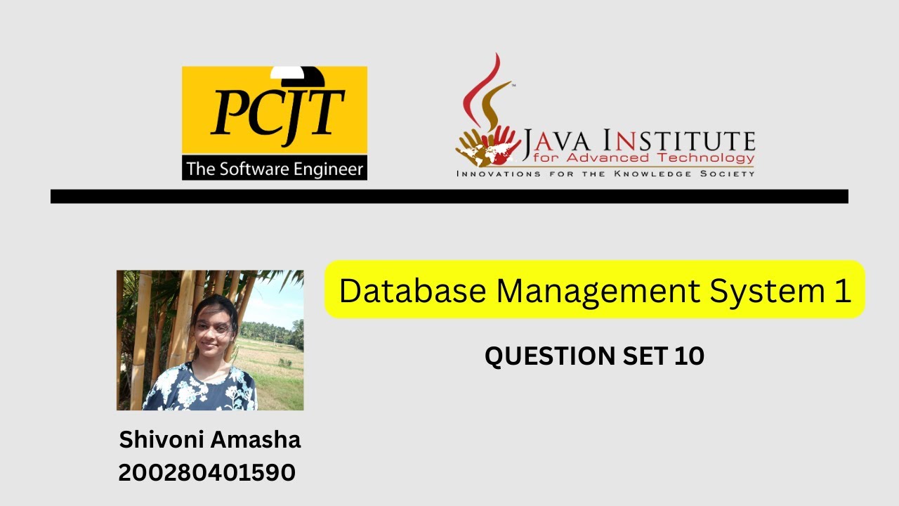 Question Set 10 Database Management System 1st Year Java Institute Youtube