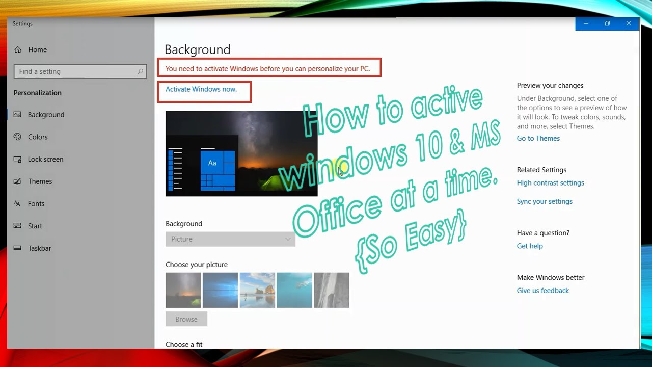 How to Active windows 10 and MS office (so easy). - YouTube