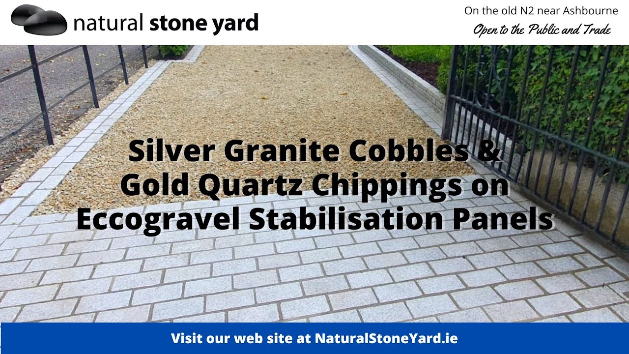 Portuguese 20x10 Silver Granite Cobbles and Gold Quartz chippings laid ...