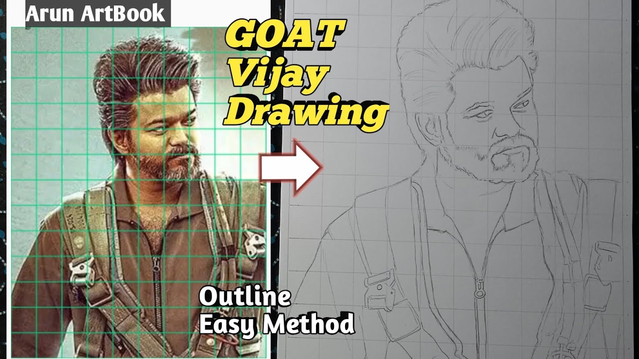 GOAT Movie Vijay Drawing Easy / The Greatest Of All Time / Goat frist ...