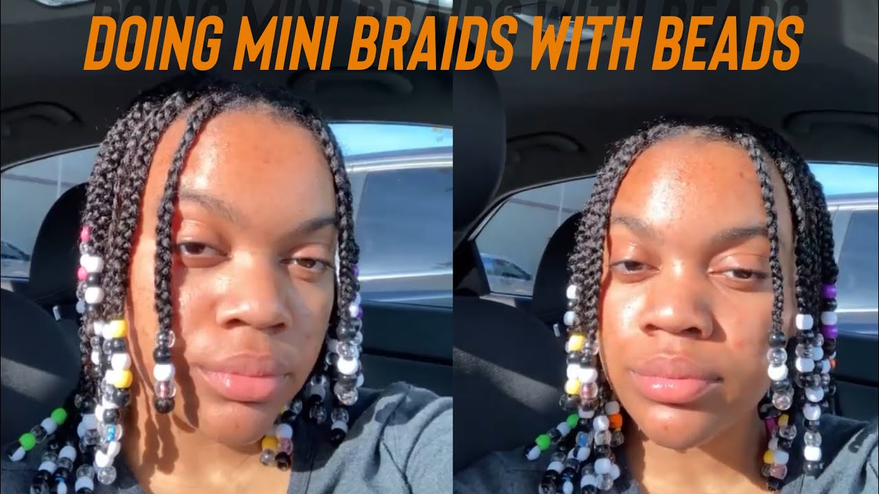 mini braids with beads | natural hair protective style - YouTube