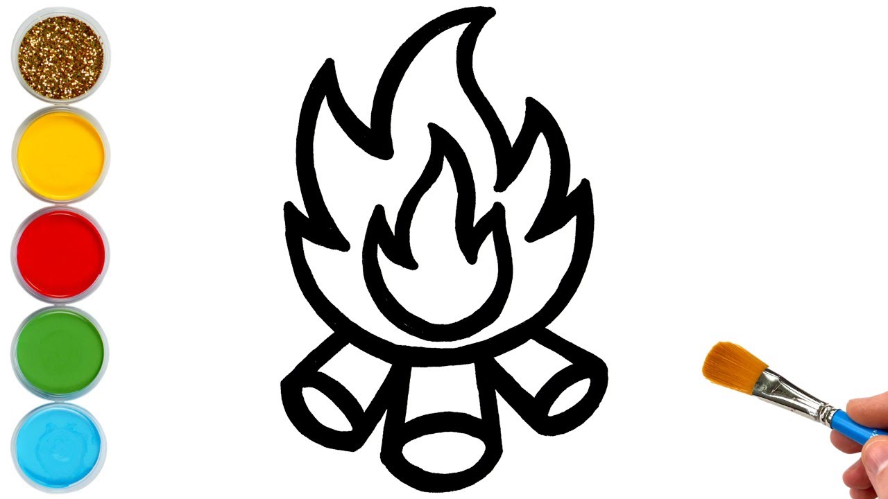 Camp Fire Drawing, Coloring and Painting for Kids, Toddlers | Let's ...