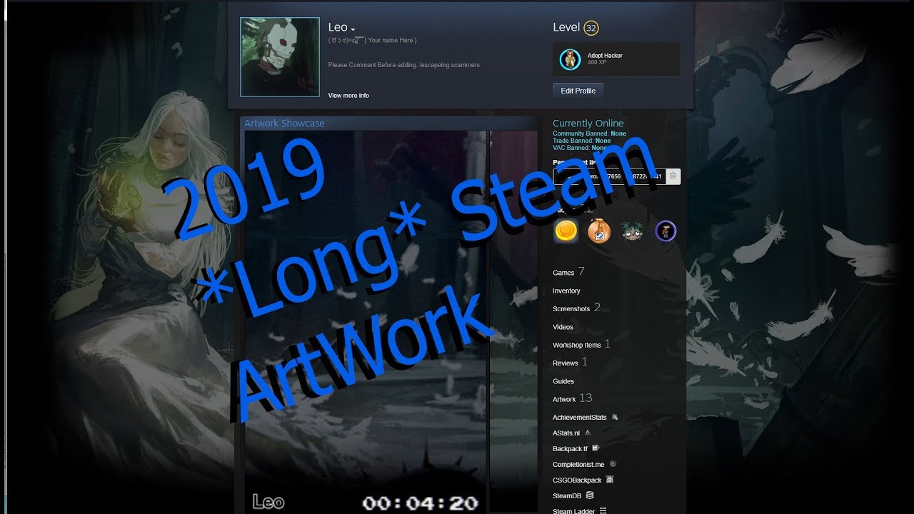 How to make long steam artwork on your Profile - YouTube