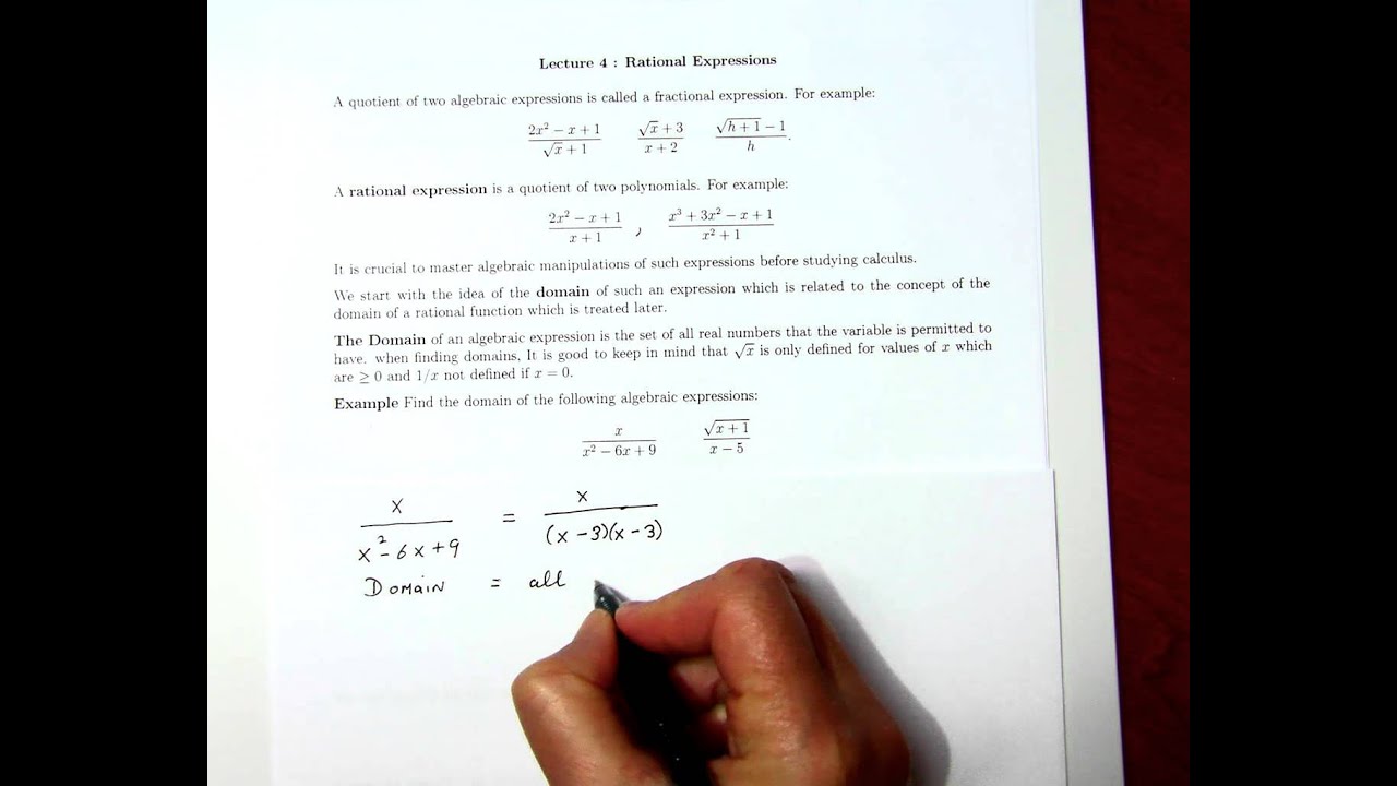 Precalculus, Lecture 4, Part 1, Rational Expressions Domains - YouTube
