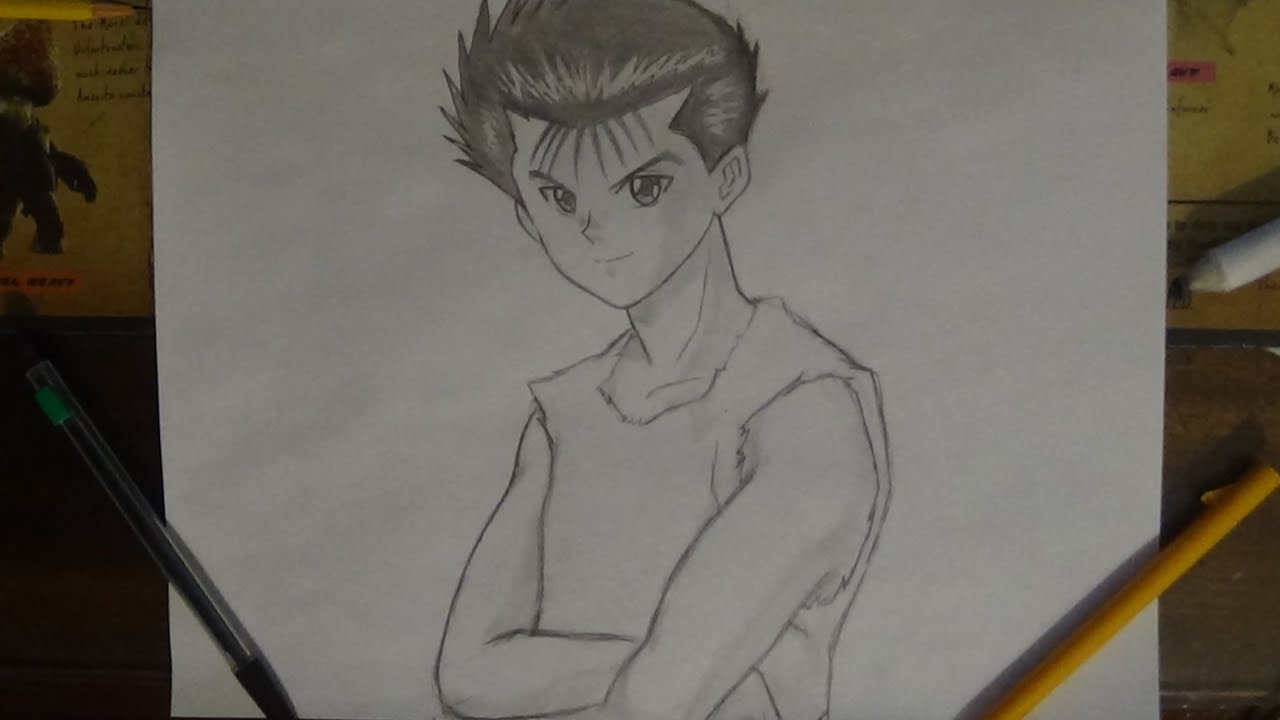 My Pencil Drawing: Yusuke Urameshi: "YuYu Hakusho" - YouTube