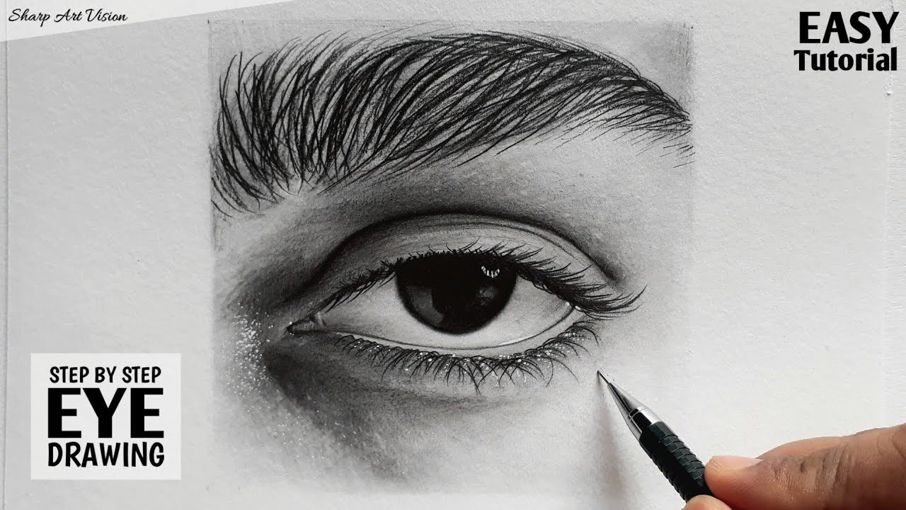 Realistic Eye Drawing | How to draw an eye /Easy Eye Drawing - For ...