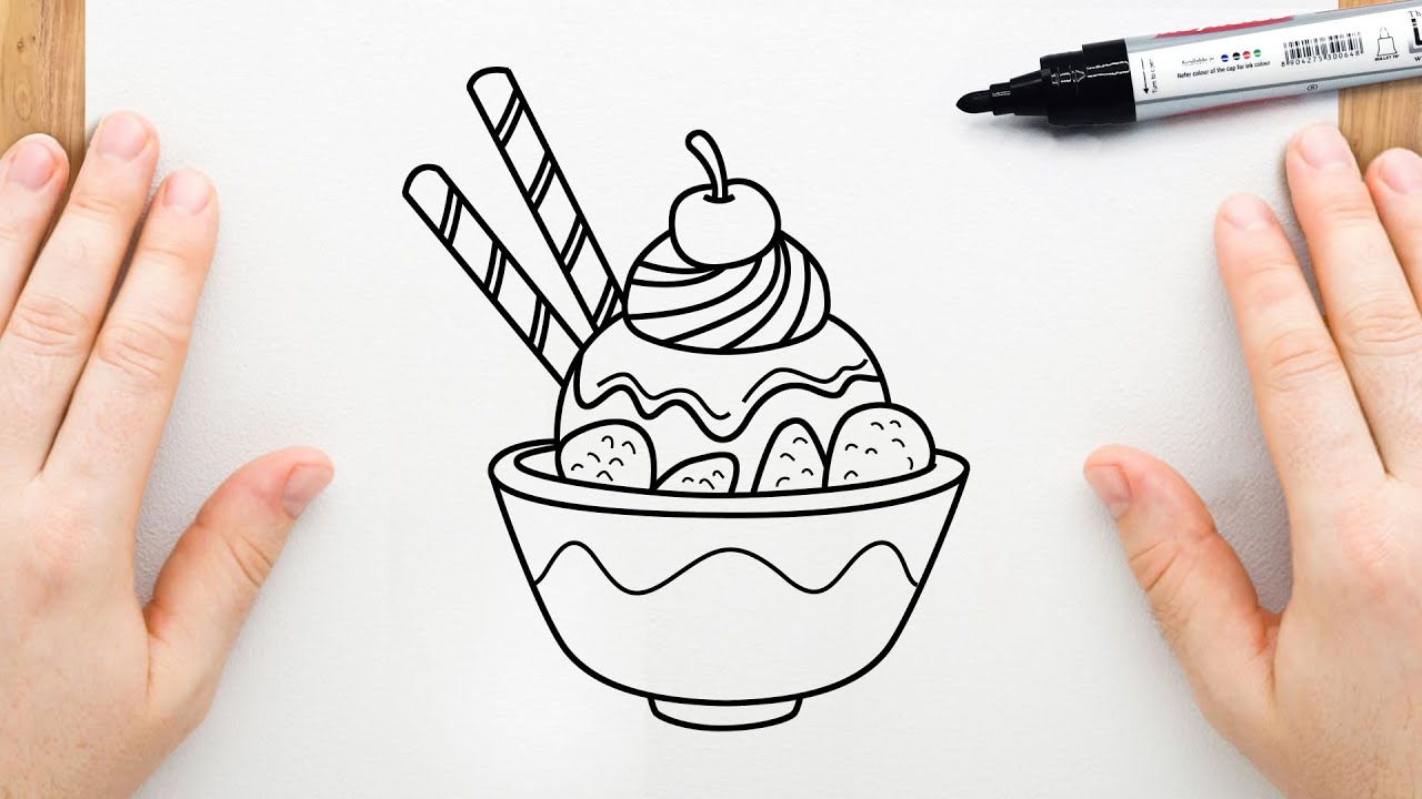 How to Draw CUP ICE CREAM with CHERRY and STRAWBERRY | Step-by-Step ...