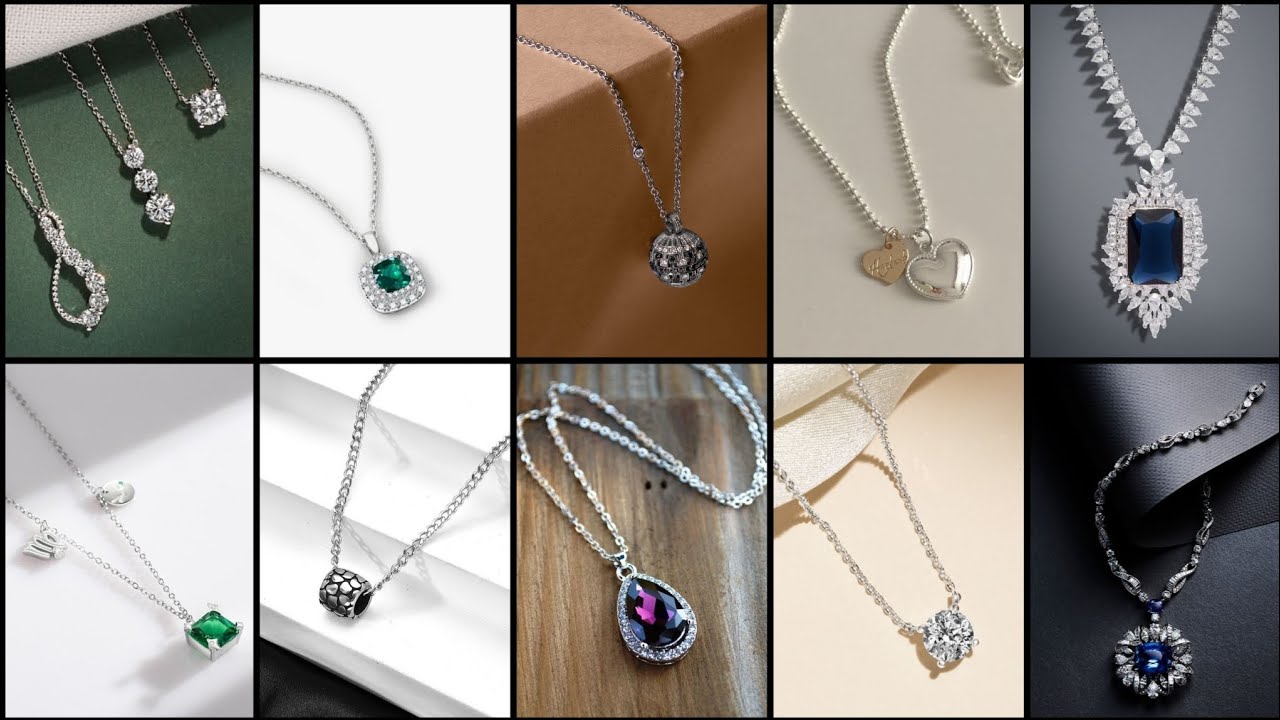 stylish silver pendant and necklace design ideas for girls - YouTube