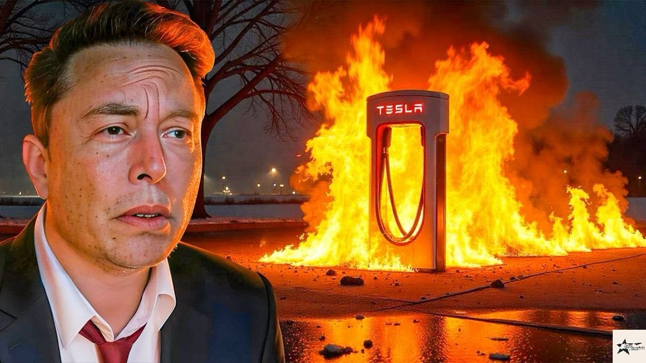 Tesla in Flames: Superchargers Torched in Coordinated Attacks! - YouTube