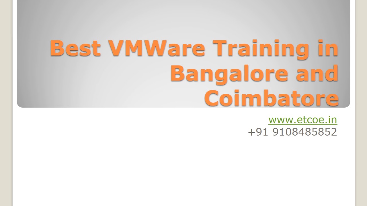 Best VMWare Training in Bangalore and Coimbatore - YouTube