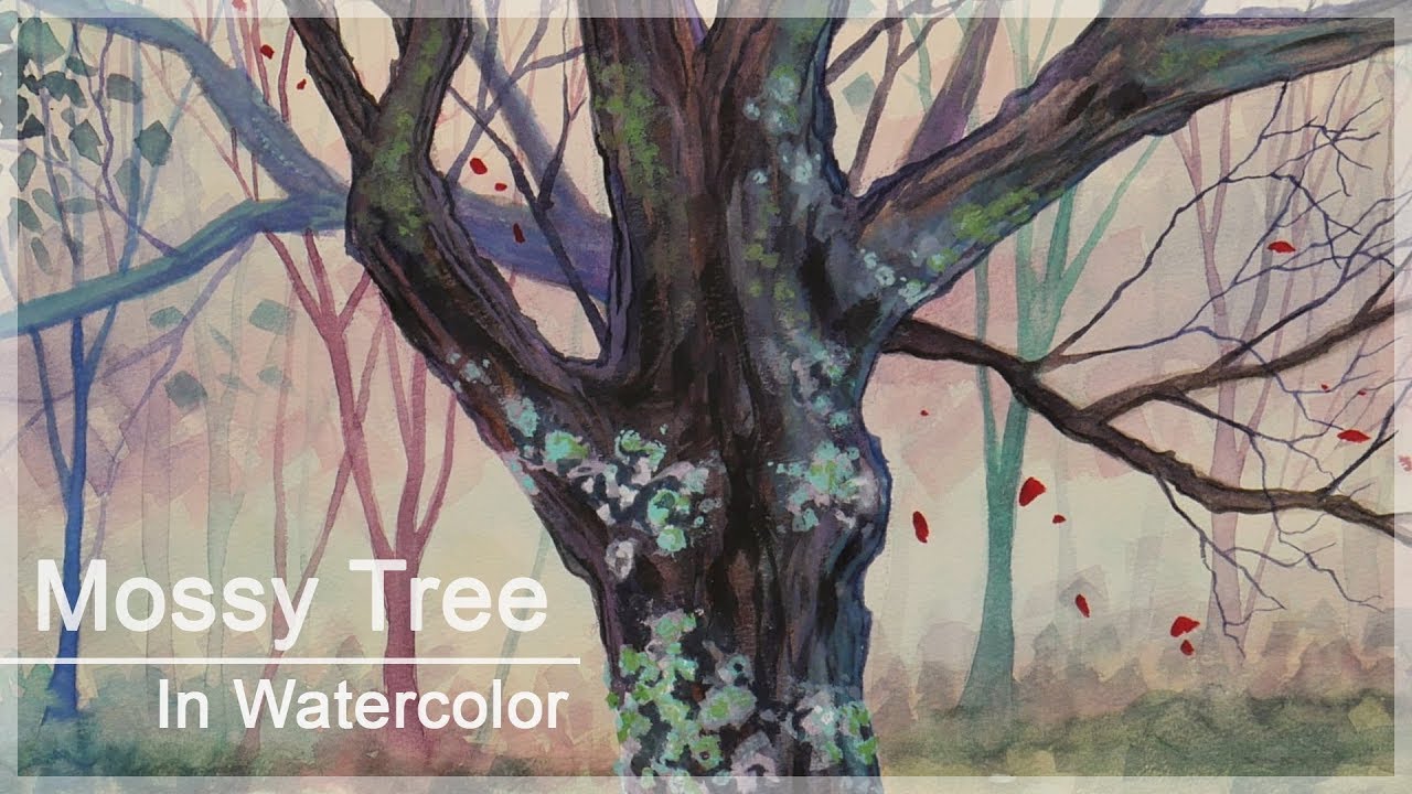Mossy Tree: in Watercolor - YouTube