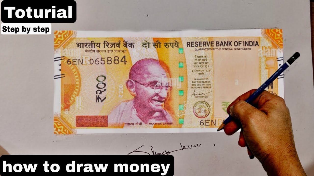 How to draw two hundred rupees ₹200 step by step drawings toturial ...