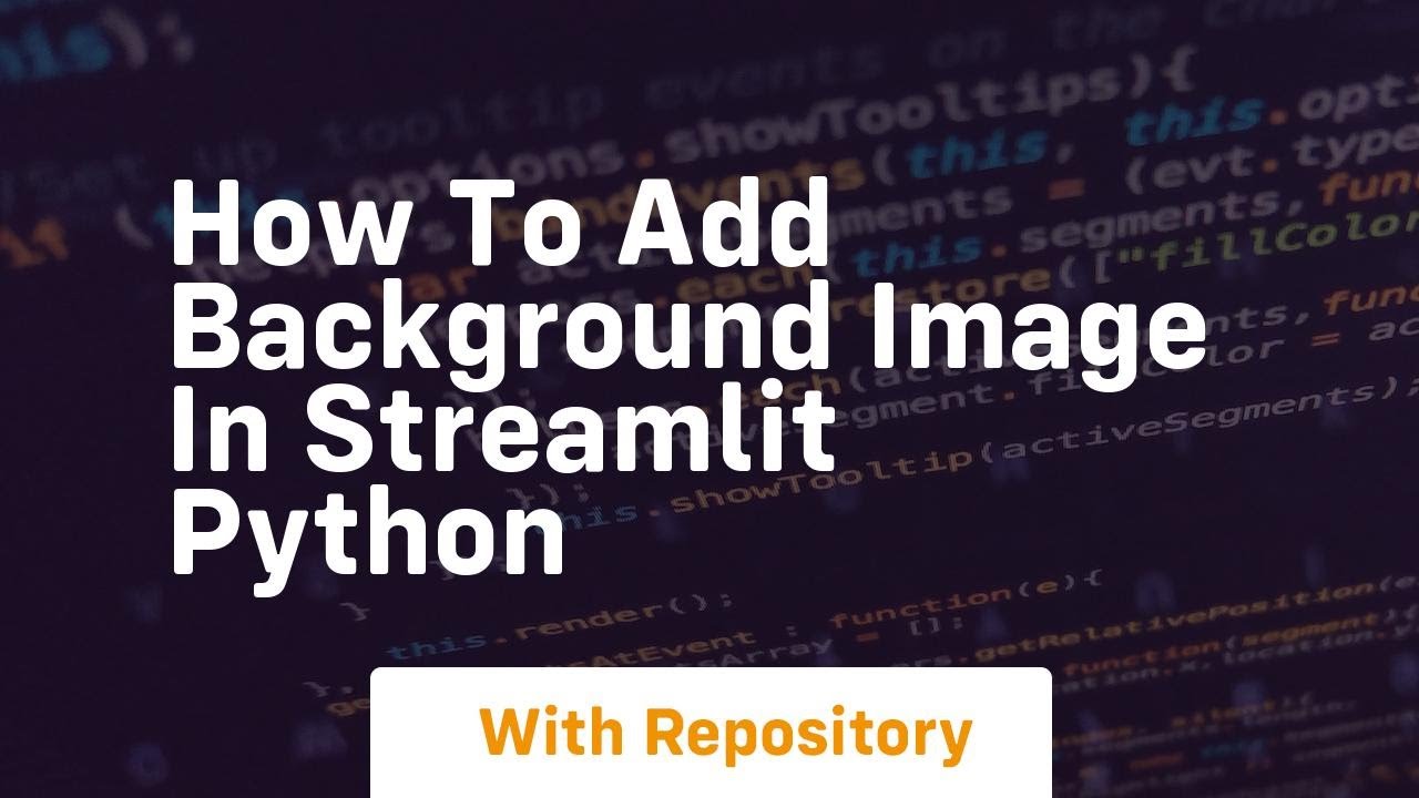 how to add background image in streamlit python - YouTube