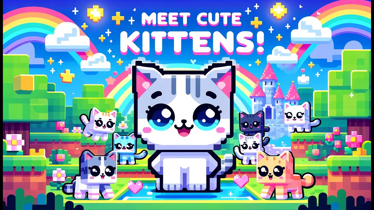 🎶Kitty Cat Purr in a Blocky World! | Fun Nursery Rhymes for Kids 🎶😺 ...